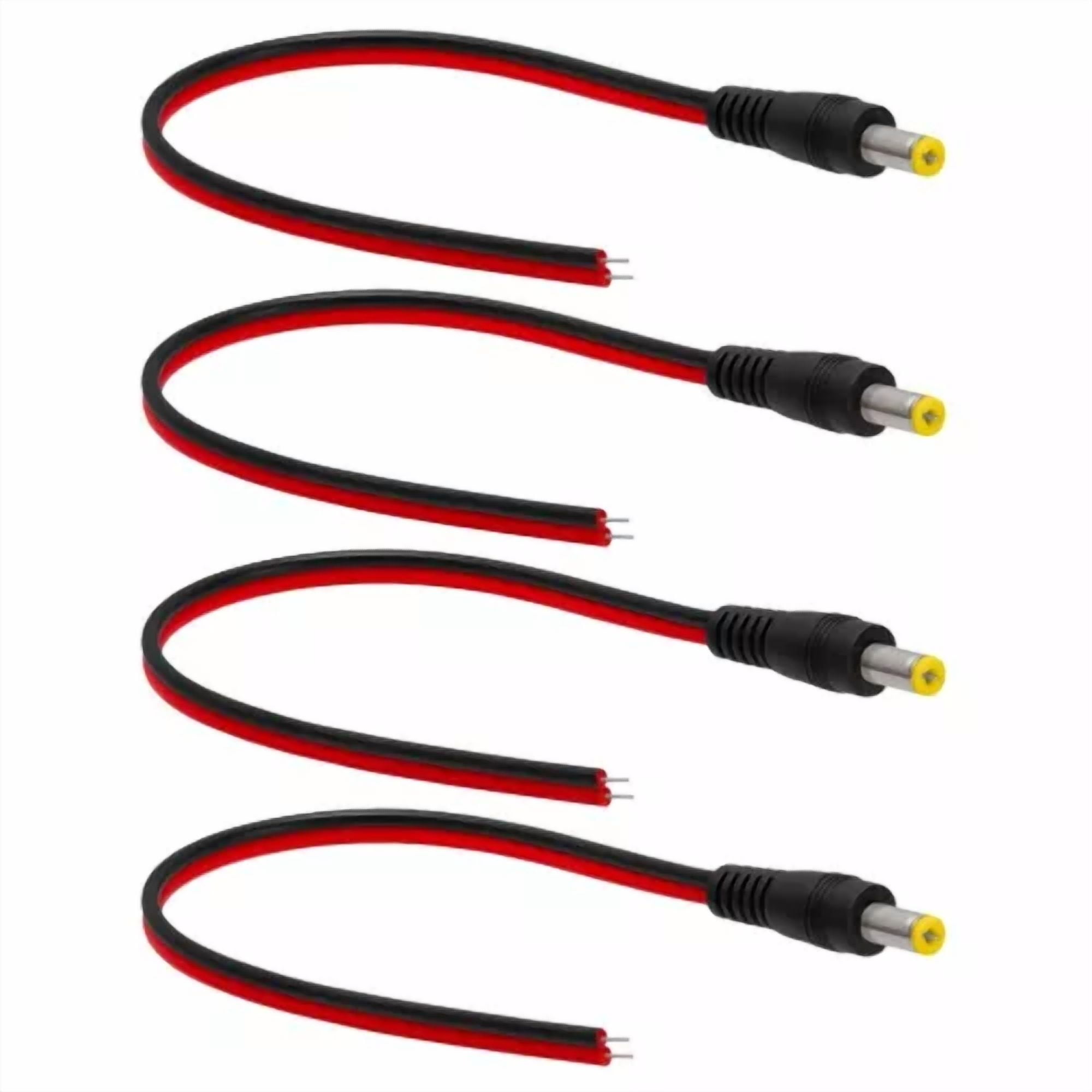 OPAL- 4X 8" Cctv Male Power Pigtails Plug Lead Coax Cable Connector ...