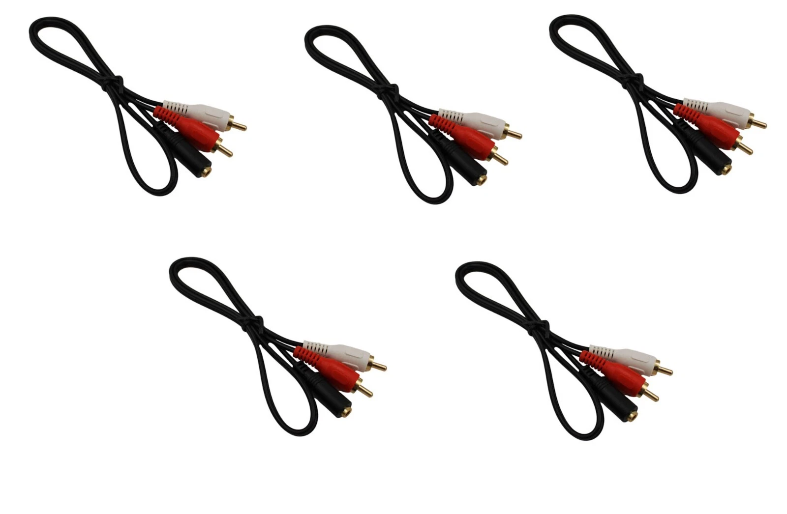 OPAL- 5 Pack 2 Rca Male Stereo Audio 3.5Mm Female Jack Plug Socket ...