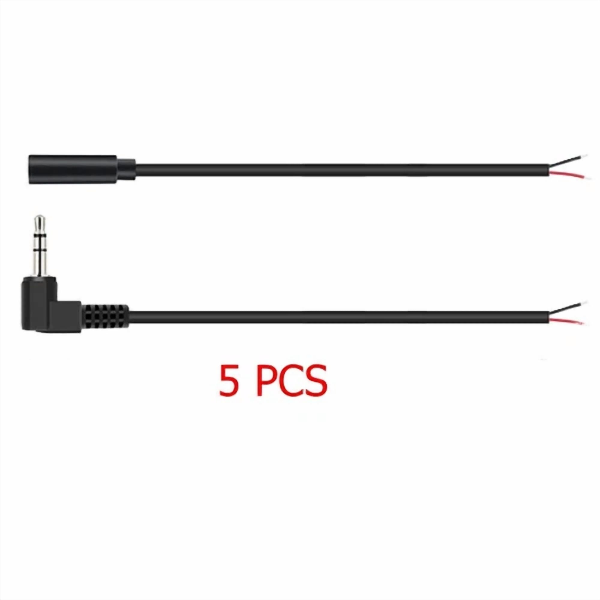 OPAL- 5 Pcs 3.5Mm 90° Male Plug To Bare Wire & Female Plug Trs Audio ...