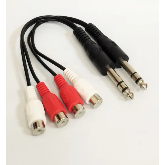 OPAL- 6.35Mm 1/4 In Trs Stereo Jack Male To 2 Rca Female Plug Y ...