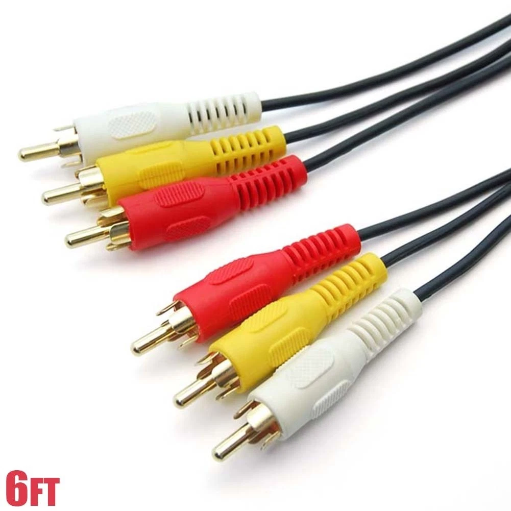 OPAL- 6Ft 3-Rca Male To Male M/M Yellow Video White/Red Audio Cable ...
