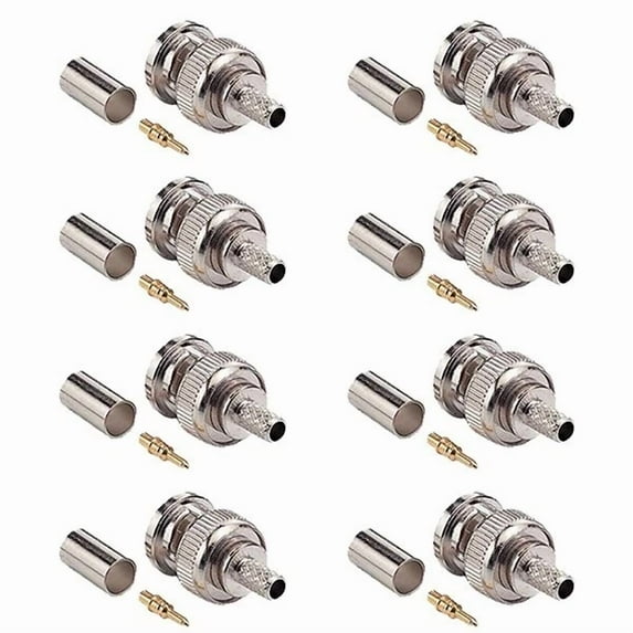 OPAL- 8X Bnc Male Crimp-On Connector Adapter For Rg59/62 Coax Coaxial ...
