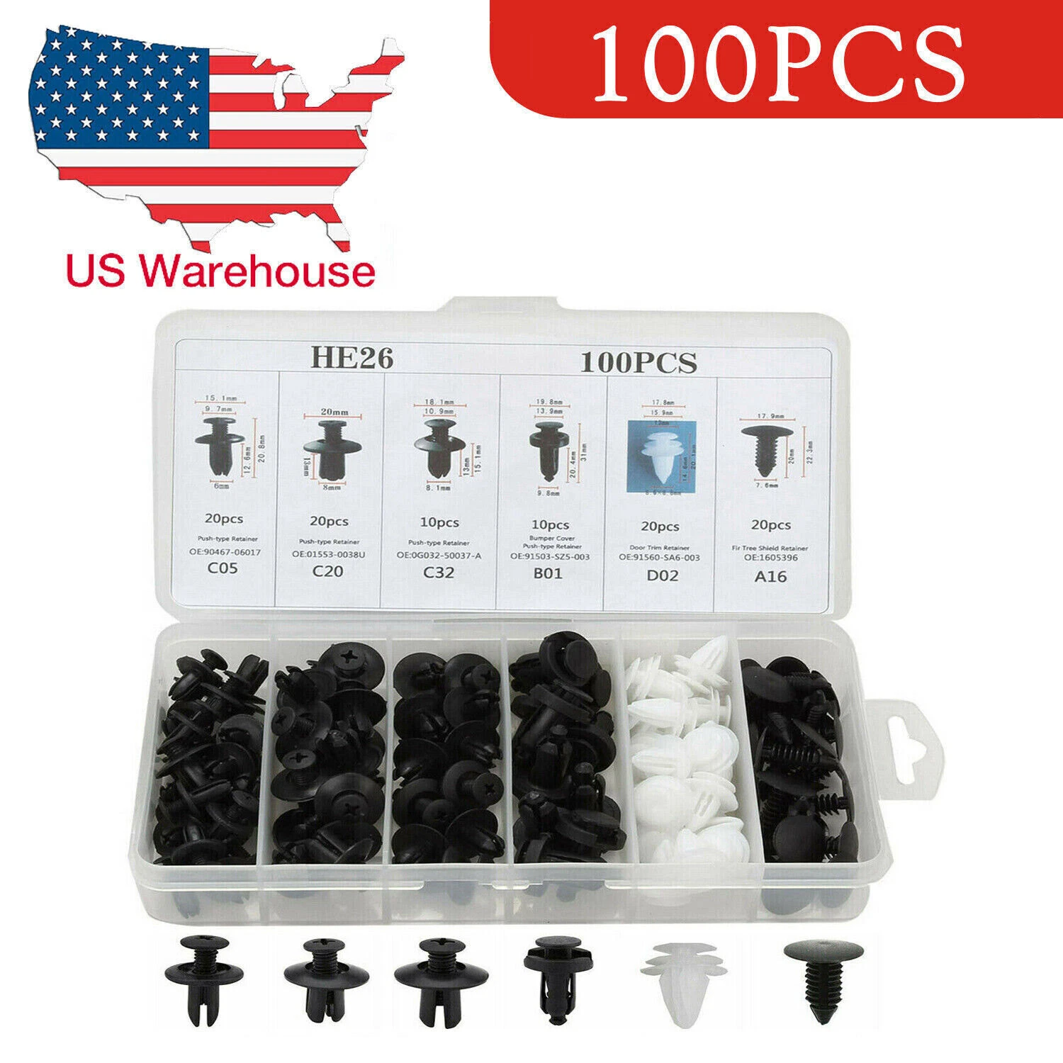 OPAL- Accessories Clip Trim Car Push Pin Rivet Bumper Door Panel ...