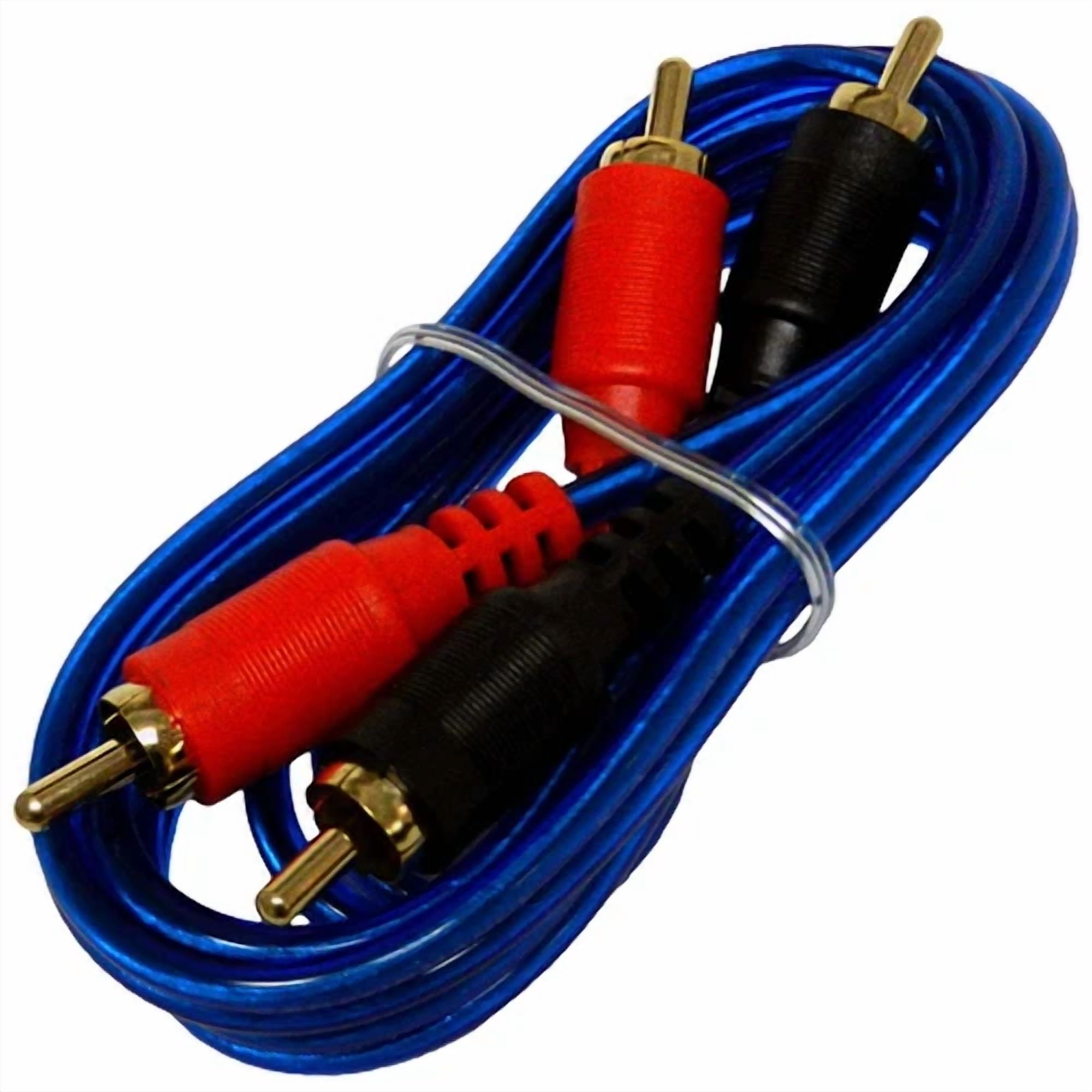 OPAL- Blue 20' Ft Feet 6M Shielded Rca Cable 2 Male To 2 Male Home Car ...