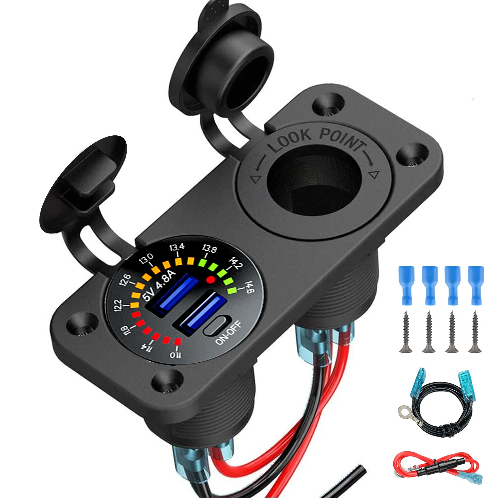 OPAL- Dual Usb Car Fast Charger Outlet, Cigarette Lighter Socket, Power ...