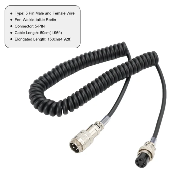 OPAL- Hand Microphone Male Female 5Pin Extension Cable Radio Microphone ...
