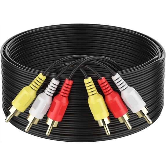 OPAL- New 30 Ft Foot Feet 3 Rca Male To 3Rca Male Video Audio Cable Tv ...