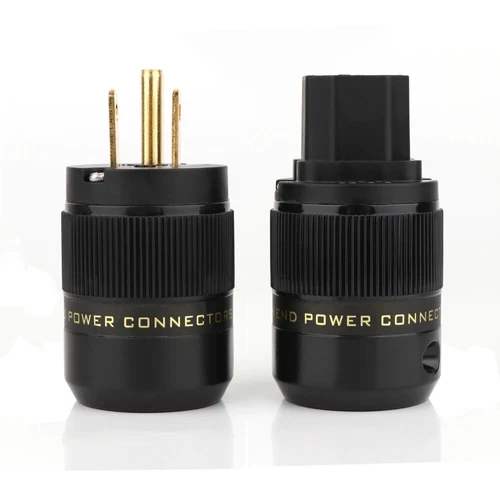 OPAL- Pair 24K Gold Plated Us Ac Power Plug C15 Iec320 Connector For ...