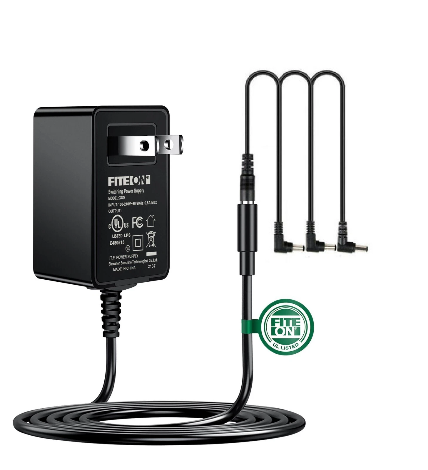 OPAL- Ul 5Ft Guitar Pedal Power Adapter 9V 1A & 3 Way Splitter Cables ...