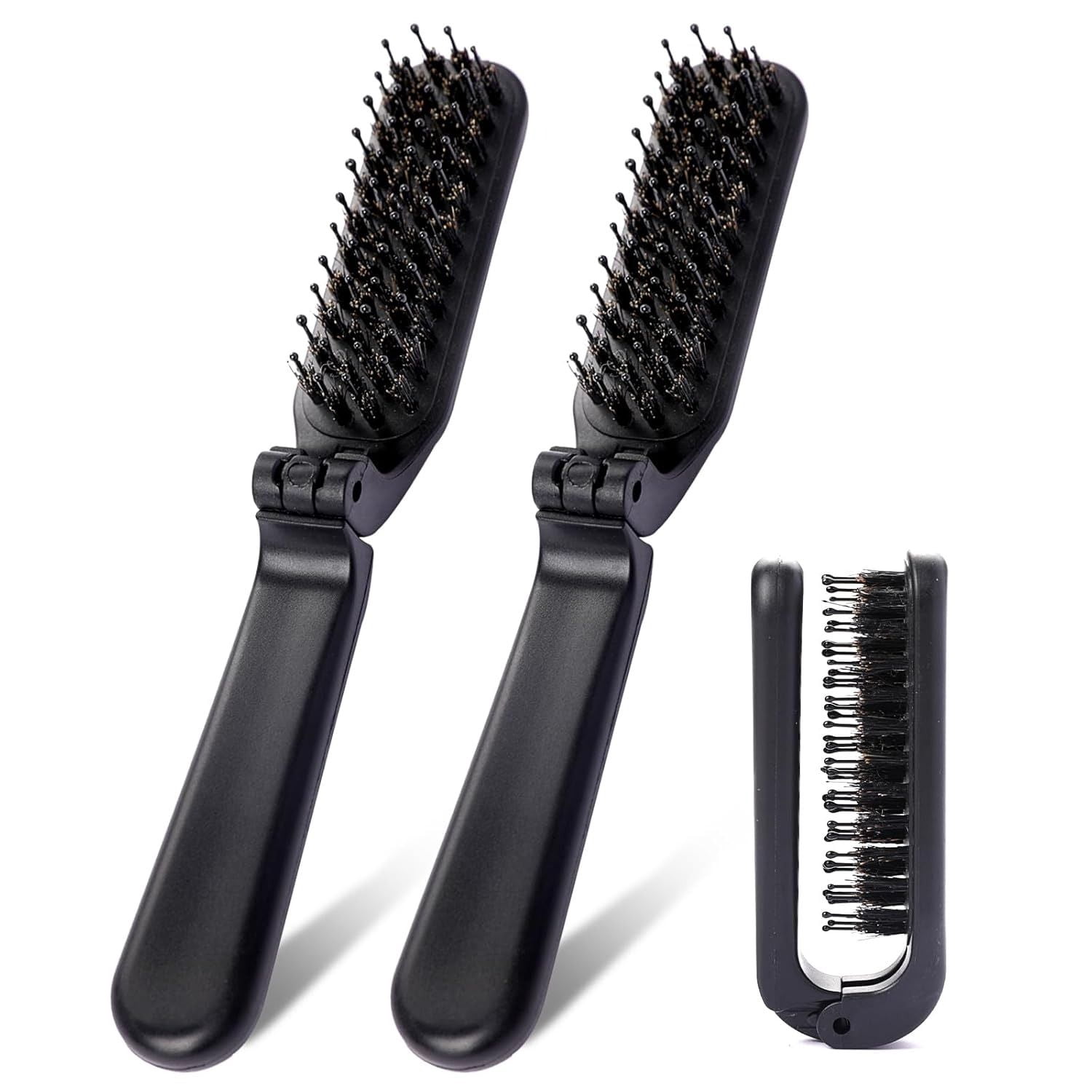 OPALESQUE 2 Pack Foldable Brush for Purse, Small Portable Travel Hair ...