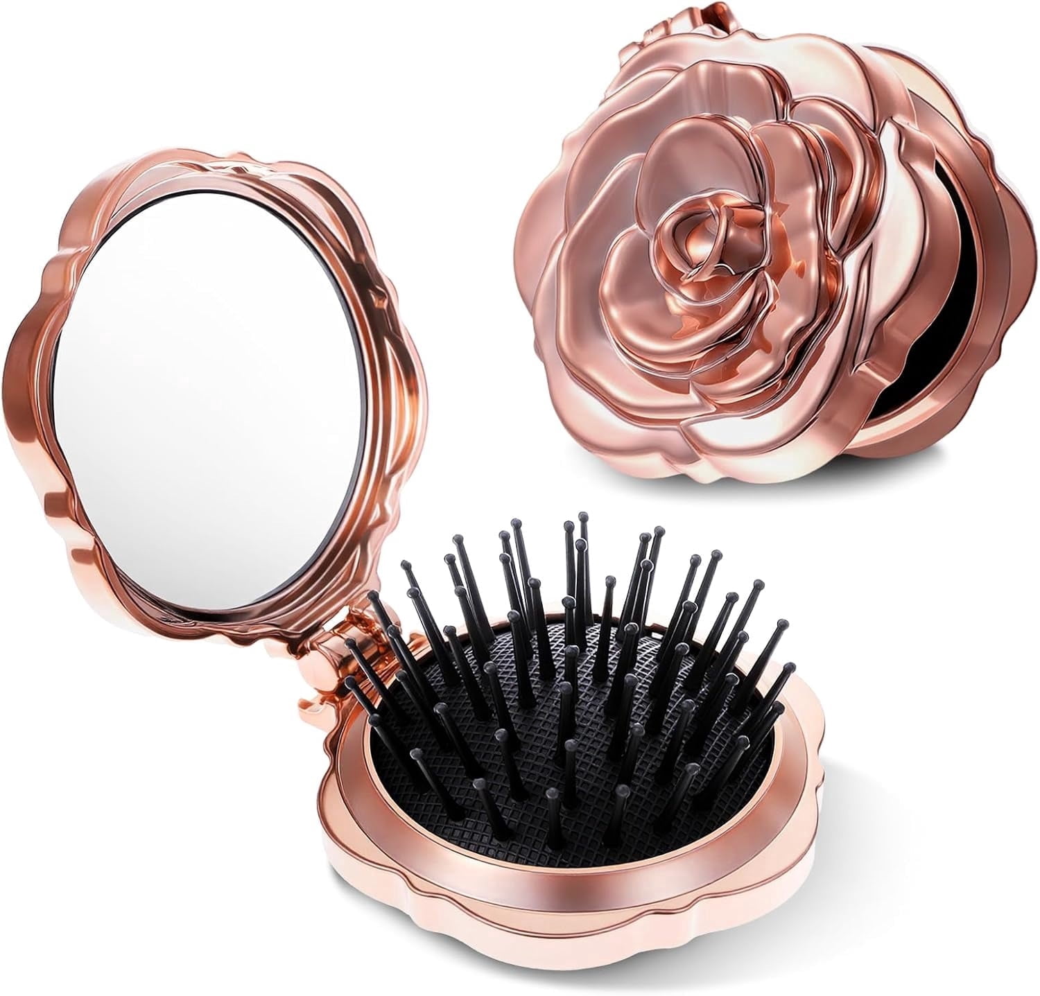 OPALESQUE 2 Pcs Travel Folding Hair Brush for Women, Rose Gold Small ...