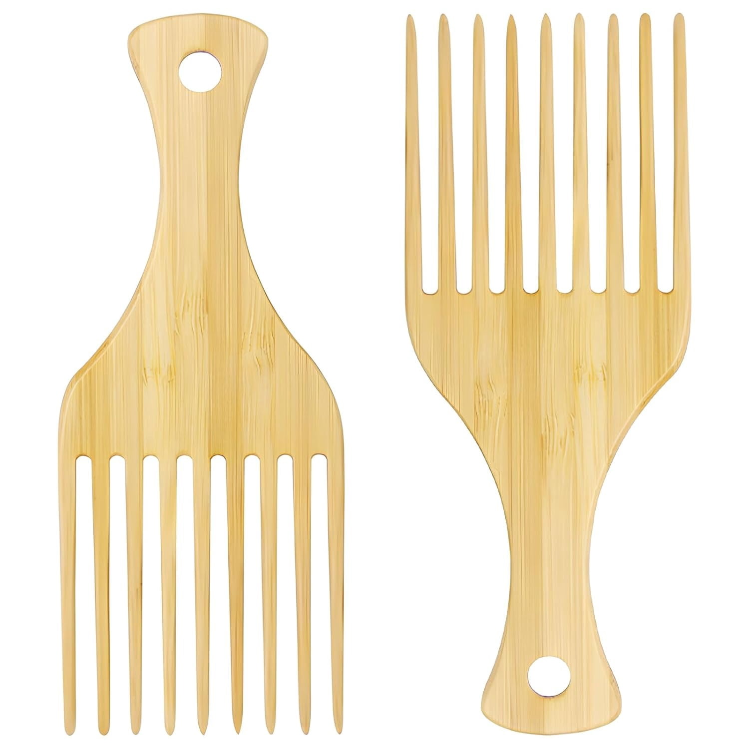 OPALESQUE 2-Piece Bamboo Comb Set for Afro Hair: Natural Anti-Static ...