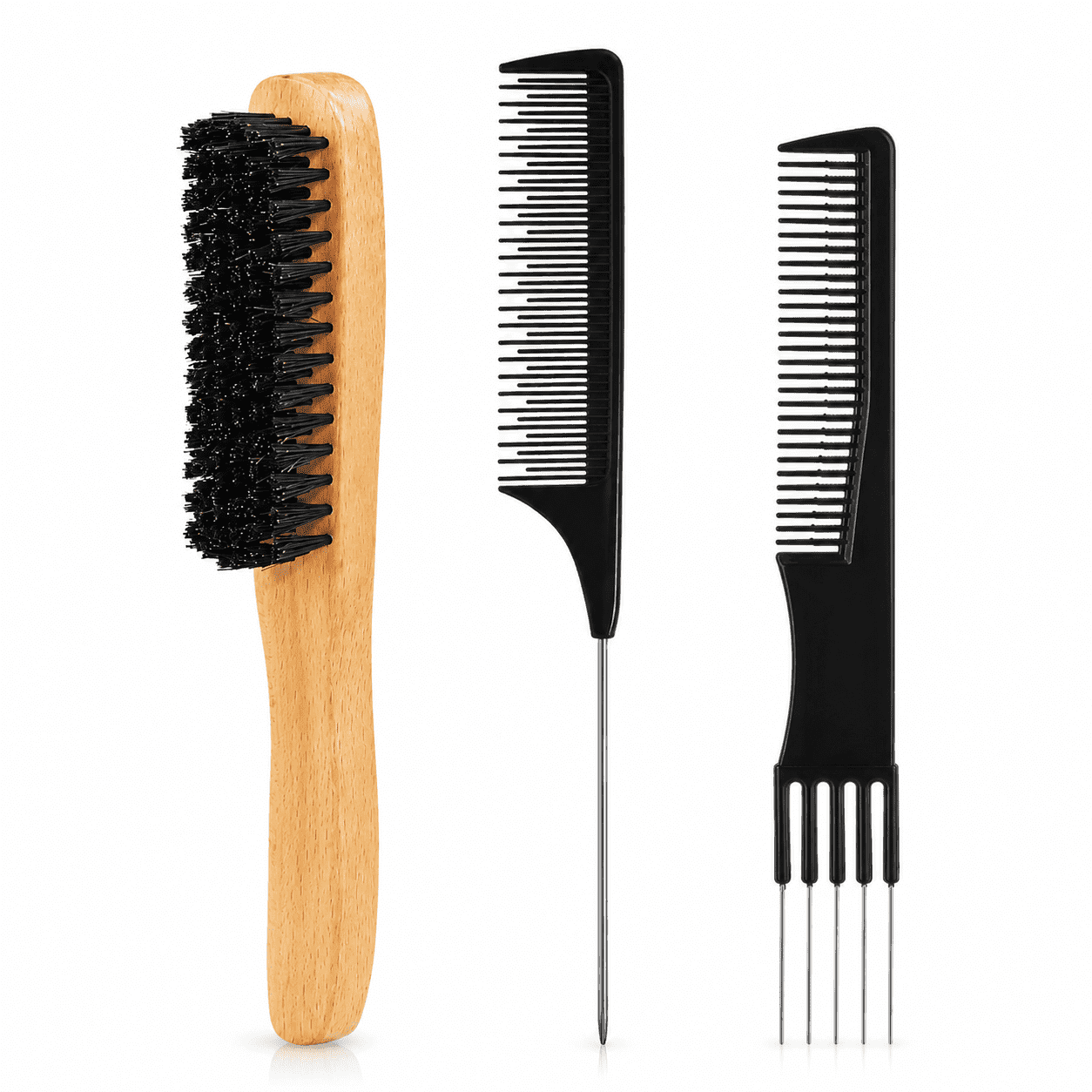 OPALESQUE 3pcs Edge Control Hair Brush and Comb Set, Natural Boar ...