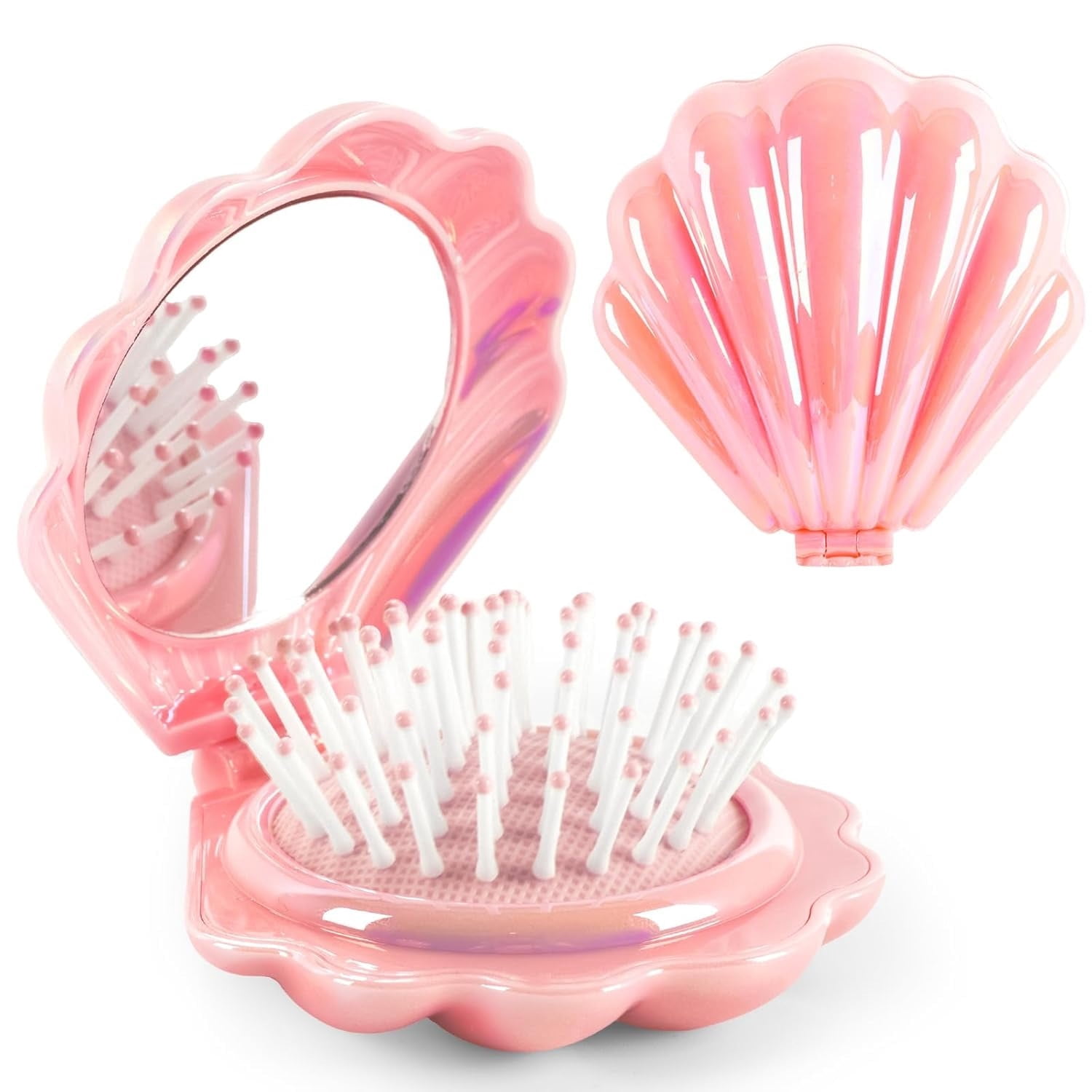 OPALESQUE Metallic Shinning Finish Foldable Travel Hair Brushes with ...
