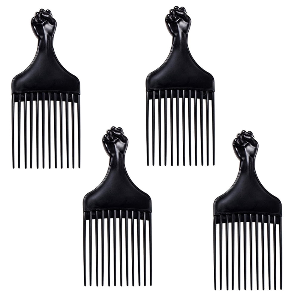 OPALESQUE Plastic Hair Pick Combs for Women and Men - 4 Pack Black ...