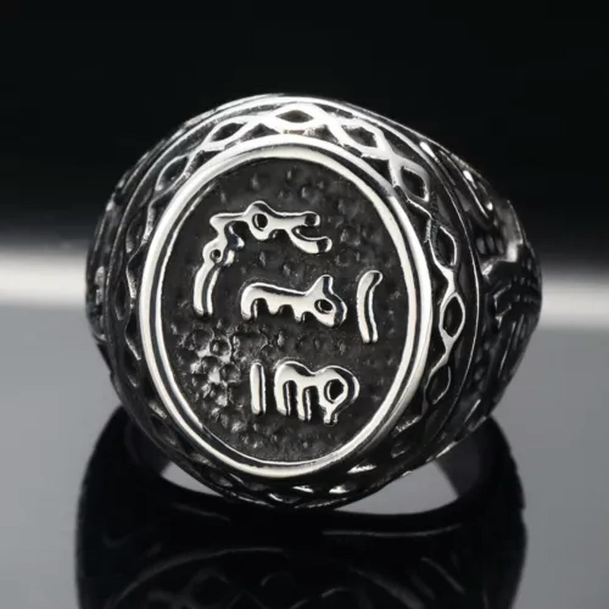 OPALRY Men's Mysterious Character Ring Punk Style Stainless Steel 7-13 ...