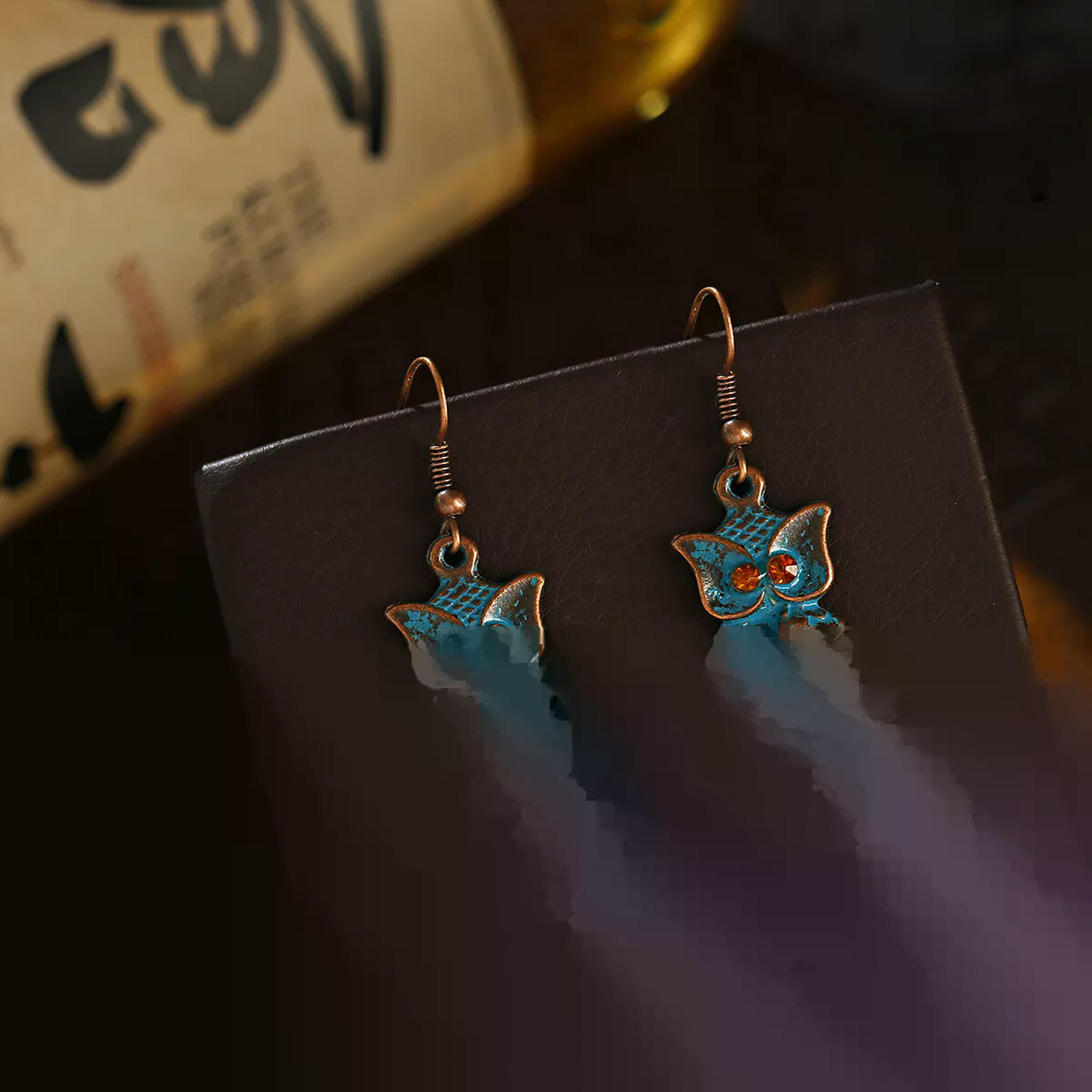 OPALRY Vintage Bohemian Owl Earrings Red Crystals Drop Dangle Women ...