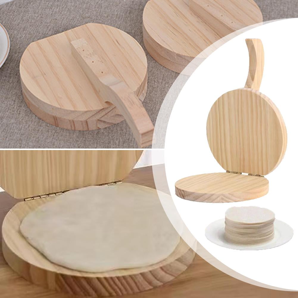 OPDBN 1 Piece Round Solid Wood Quick-Press Mexican Tortilla Dumpling ...