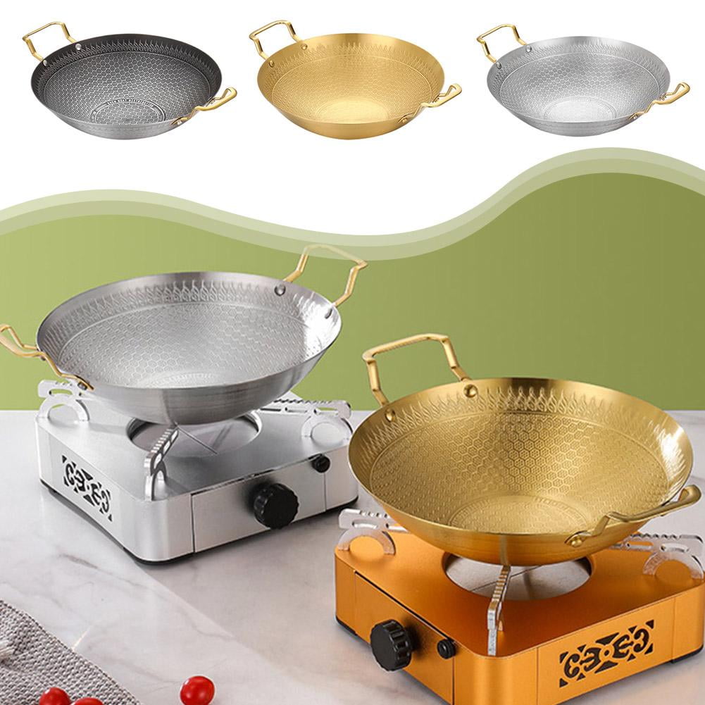OPDBN Gold 30cm Stainless Steel Honeycomb Dry Pot Drawer-Type Alcohol ...
