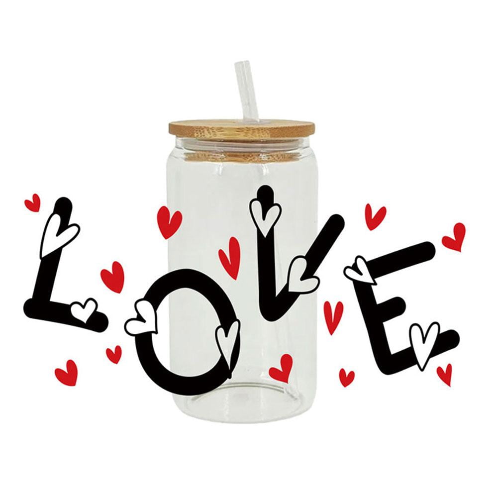 OPDBN Heat transfer cup stickers Valentine's Day UV sticker for 16oz ...