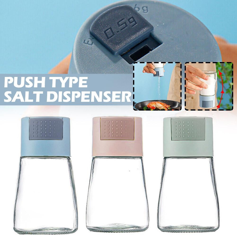 OPDBN Pink Meterable Salt Bottle Kitchen Push-Type Salt Glass Seasoning ...