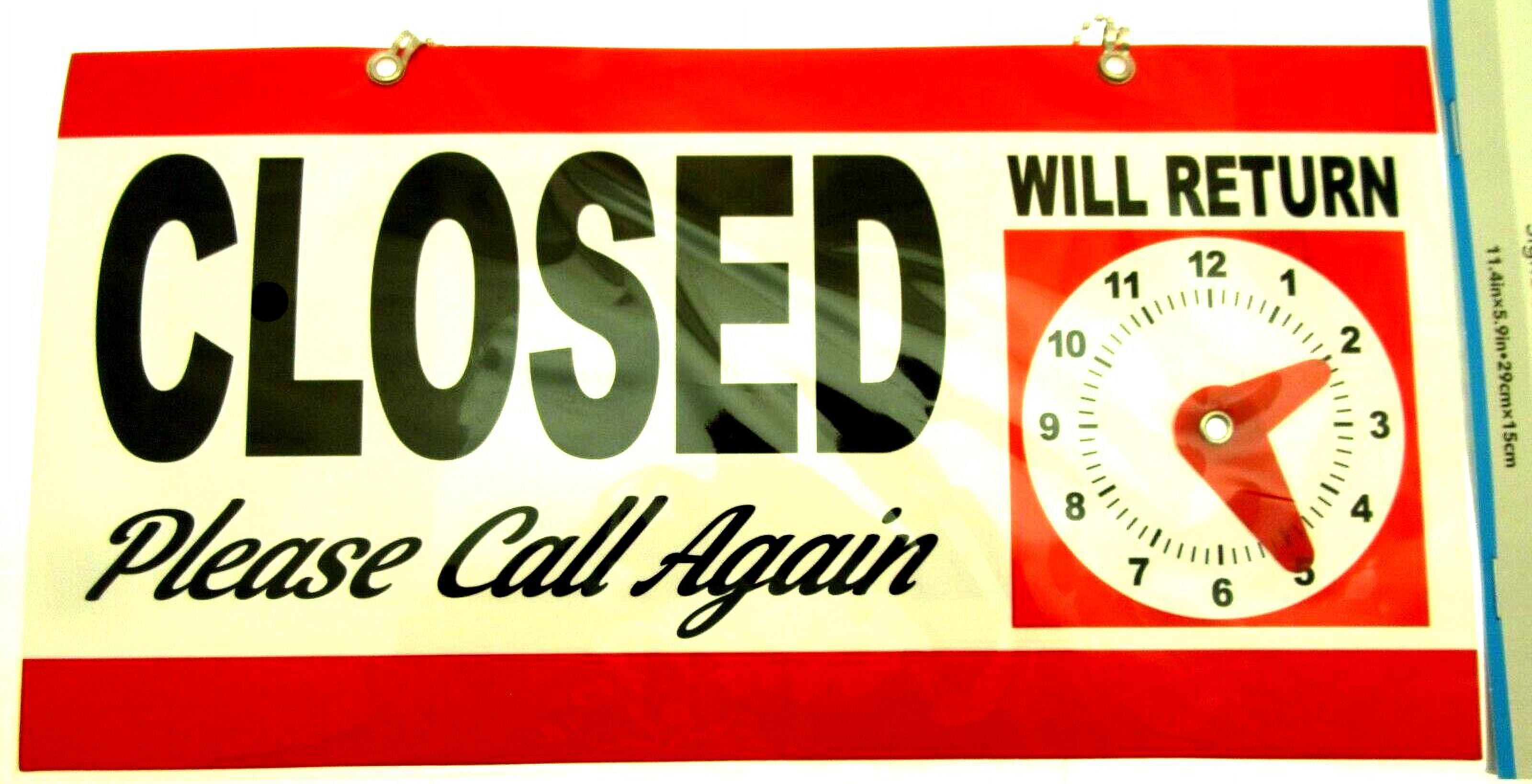 OPEN CLOSED Will Return Clock Sign with Hanger for Door Will Return ...