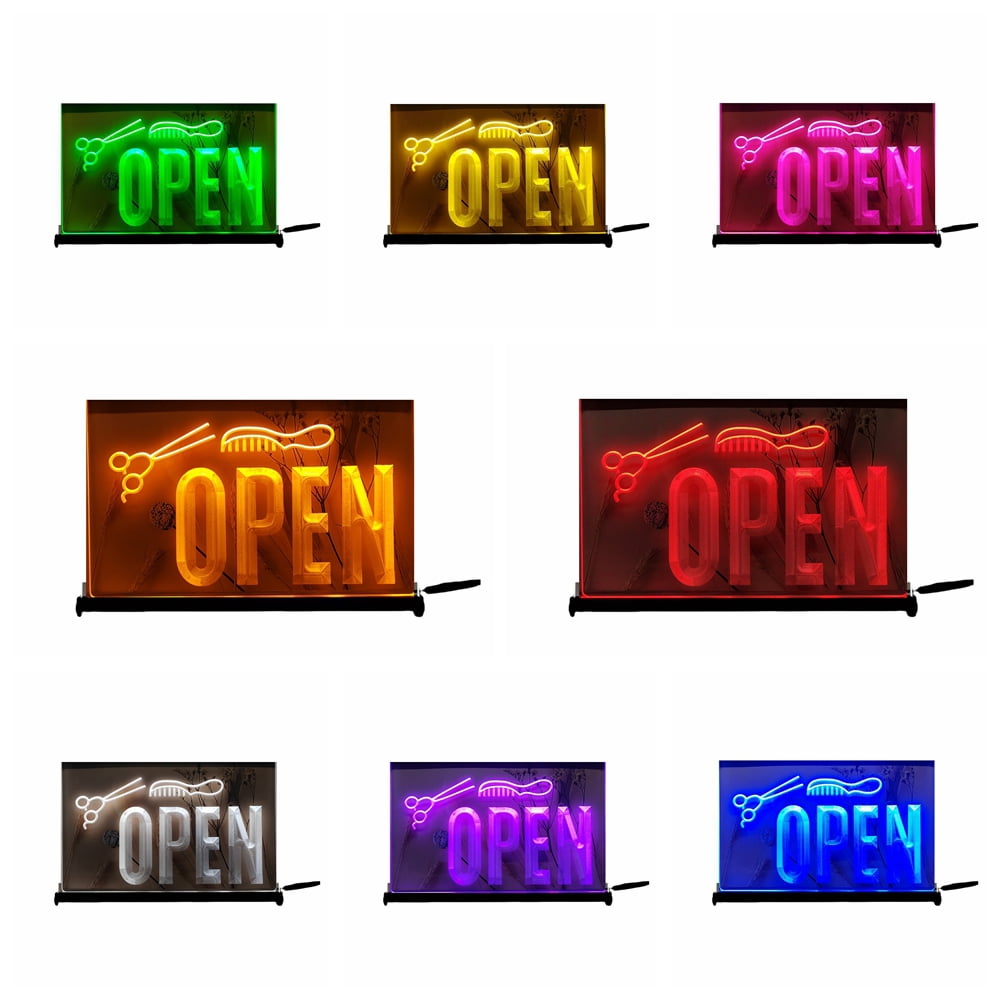 OPEN Hair Cut Scissor Barber Shop Vintage LED Neon Sign-Posters ...