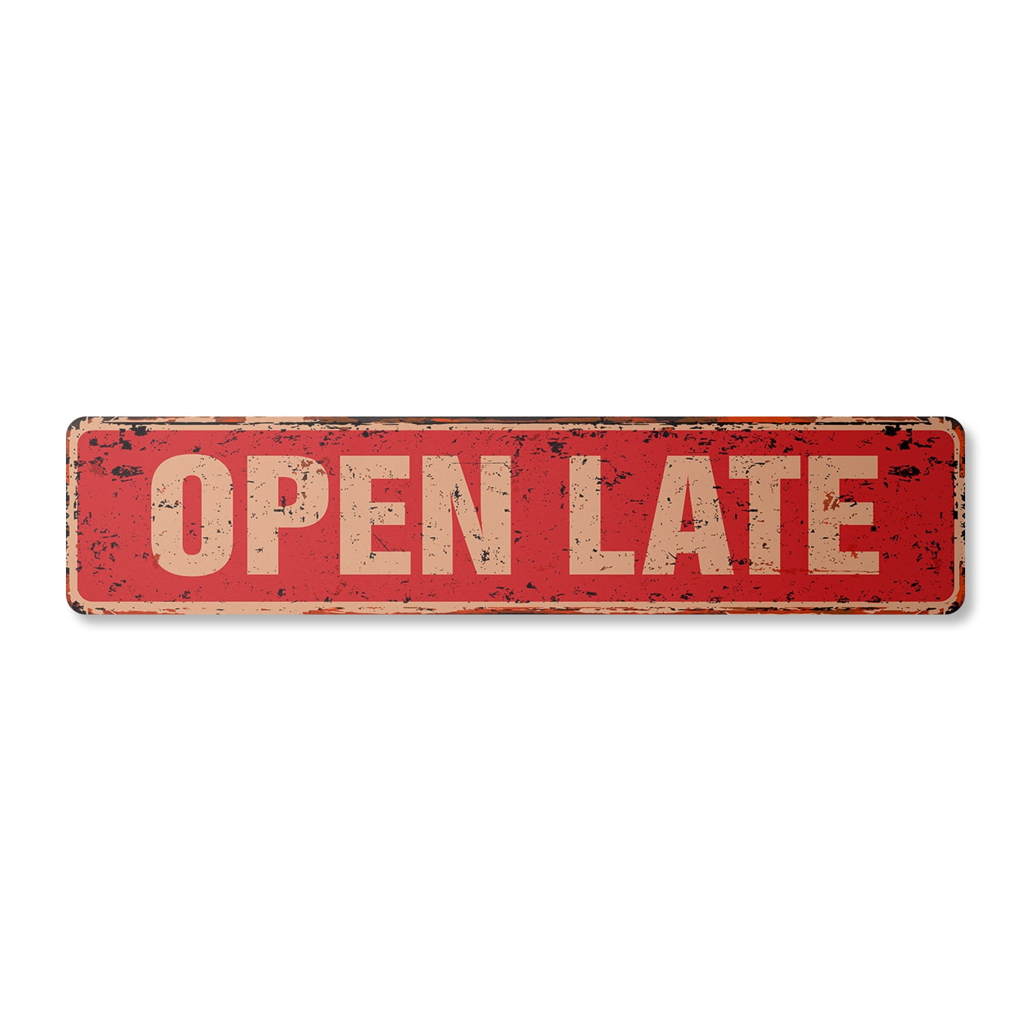 OPEN LATE Vintage Plastic Street Sign shops stores hours schedule ...