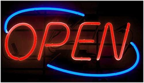 OPEN Neon Glass Tube Retro Oval Hand made Sign with Mounting Metal ...