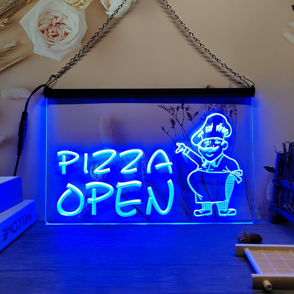OPEN Pizza Shop Cafe Restaurant Vintage LED Neon Sign-Posters,3DCarving ...