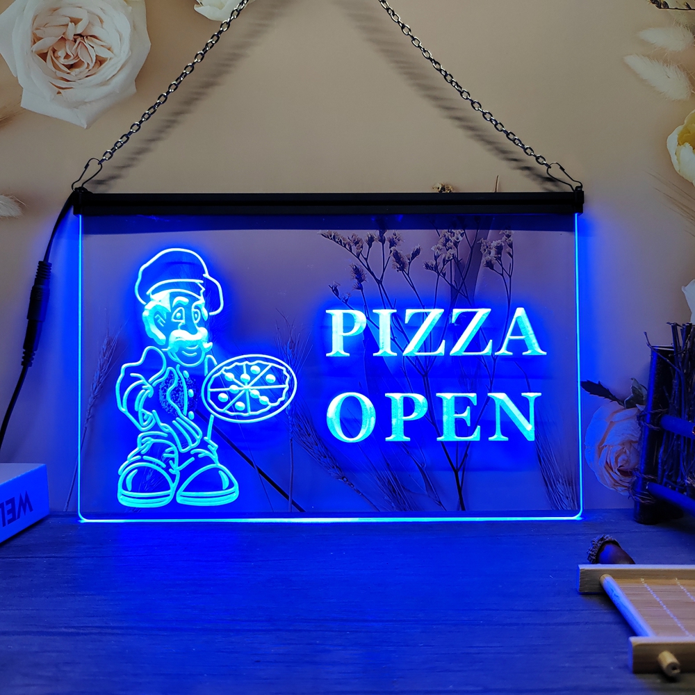 OPEN Pizza Shop Vintage LED Neon Sign-Posters,3DCarving,Wall,Home,Room ...
