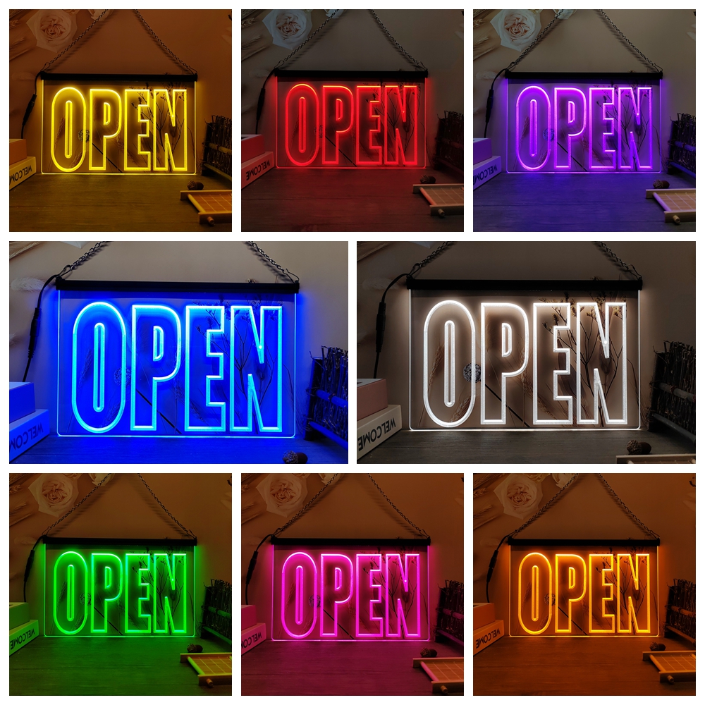 OPEN Shop Display Cafe Business Vintage LED Neon Sign-Posters,3DCarving ...