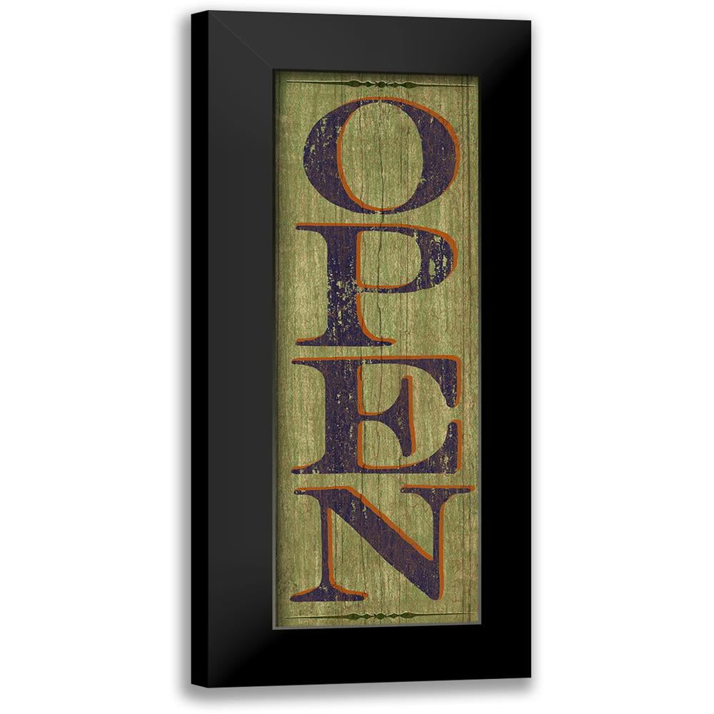 OPEN Sign 1 11x24 Black Modern Framed Museum Art Print Titled - Art ...