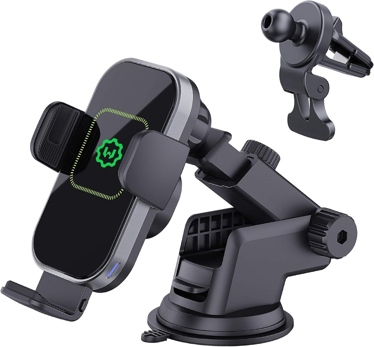 OPENING AND CLAMPING ARMS: This wireless car charger mount ...