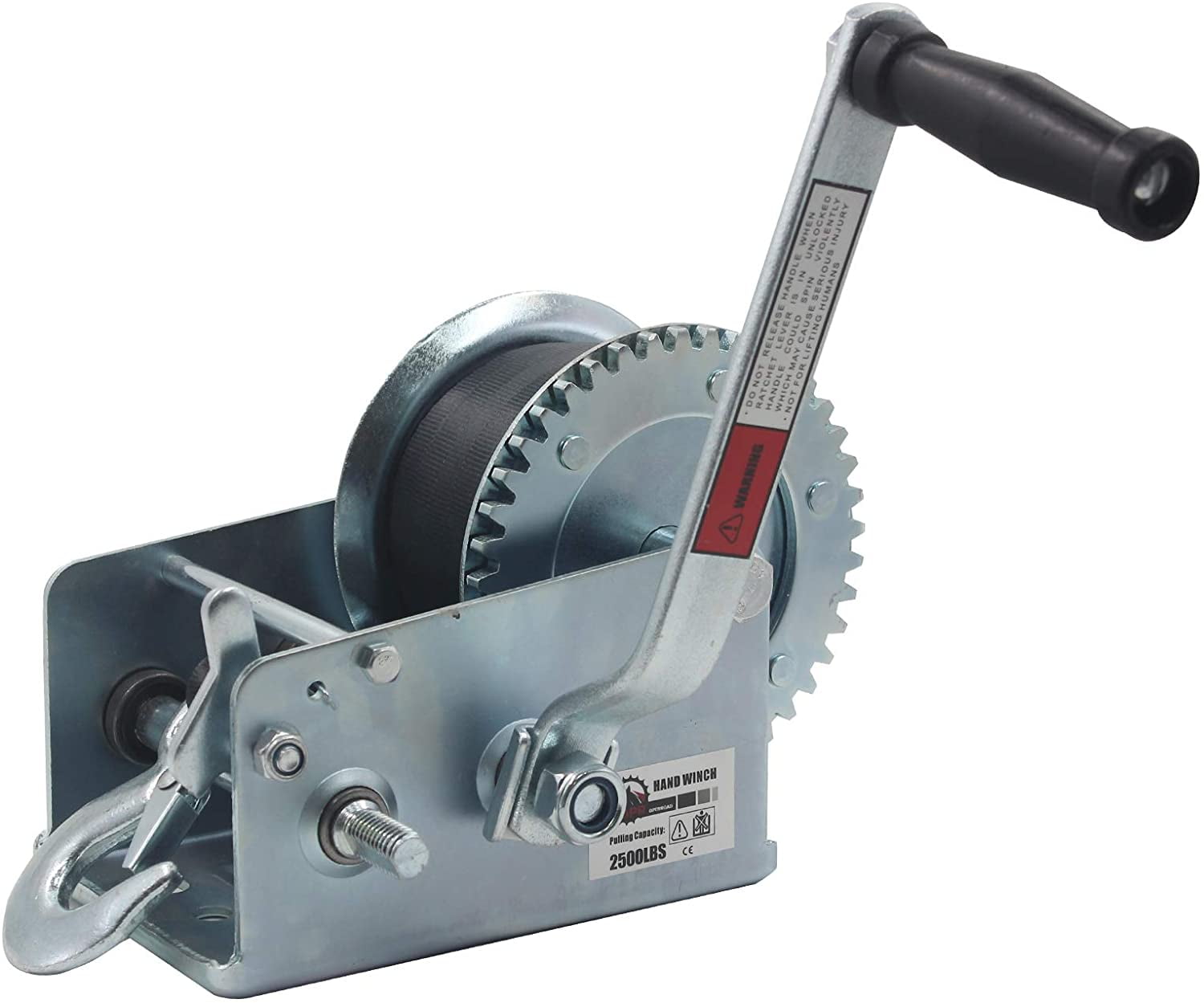 OPENROAD Boat Winch 2500lbs Hand Winch, with 32ft Black Strap and 2 ...