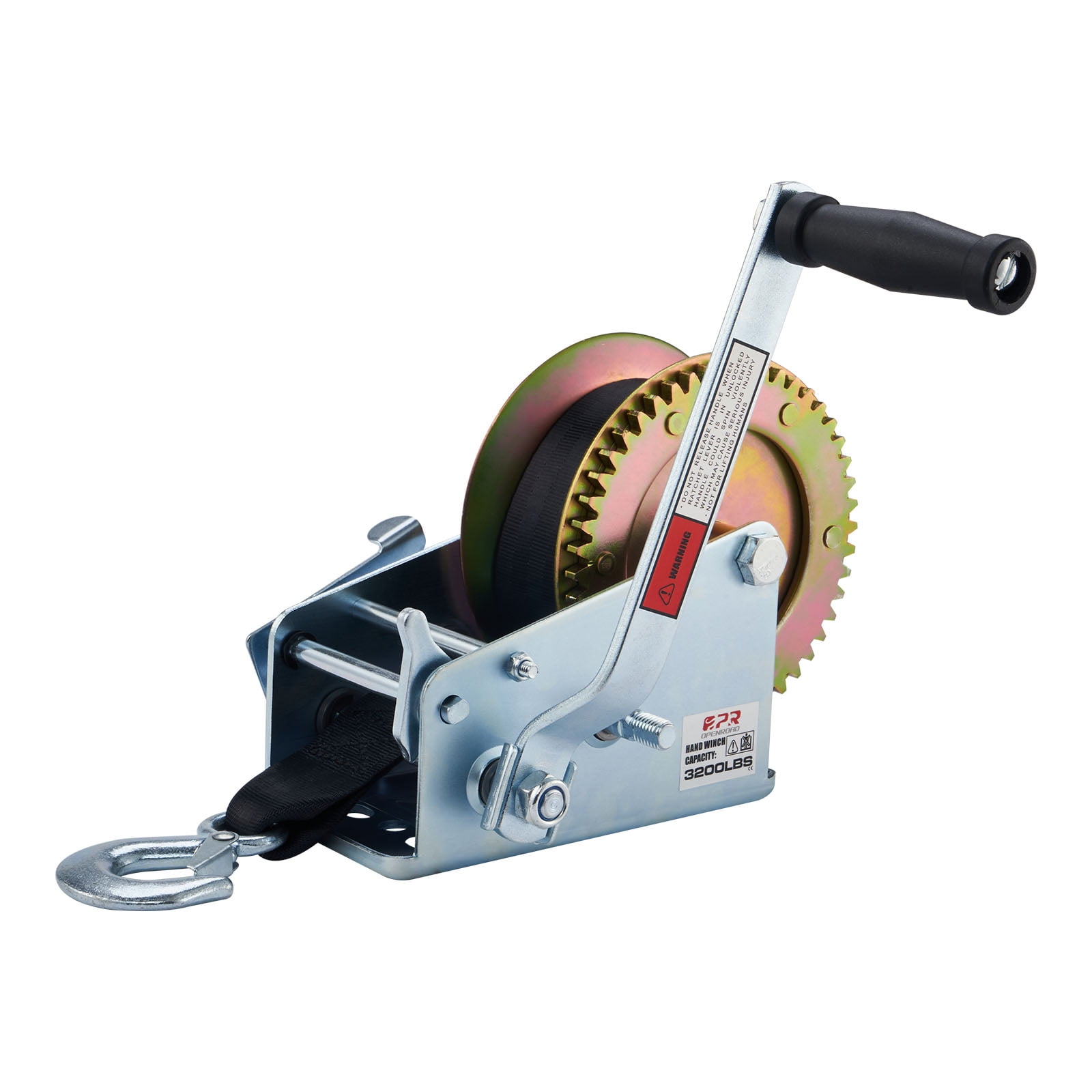 OPENROAD Strap Gear Winch with 26FT Steel Cable and Hook, Manua ...
