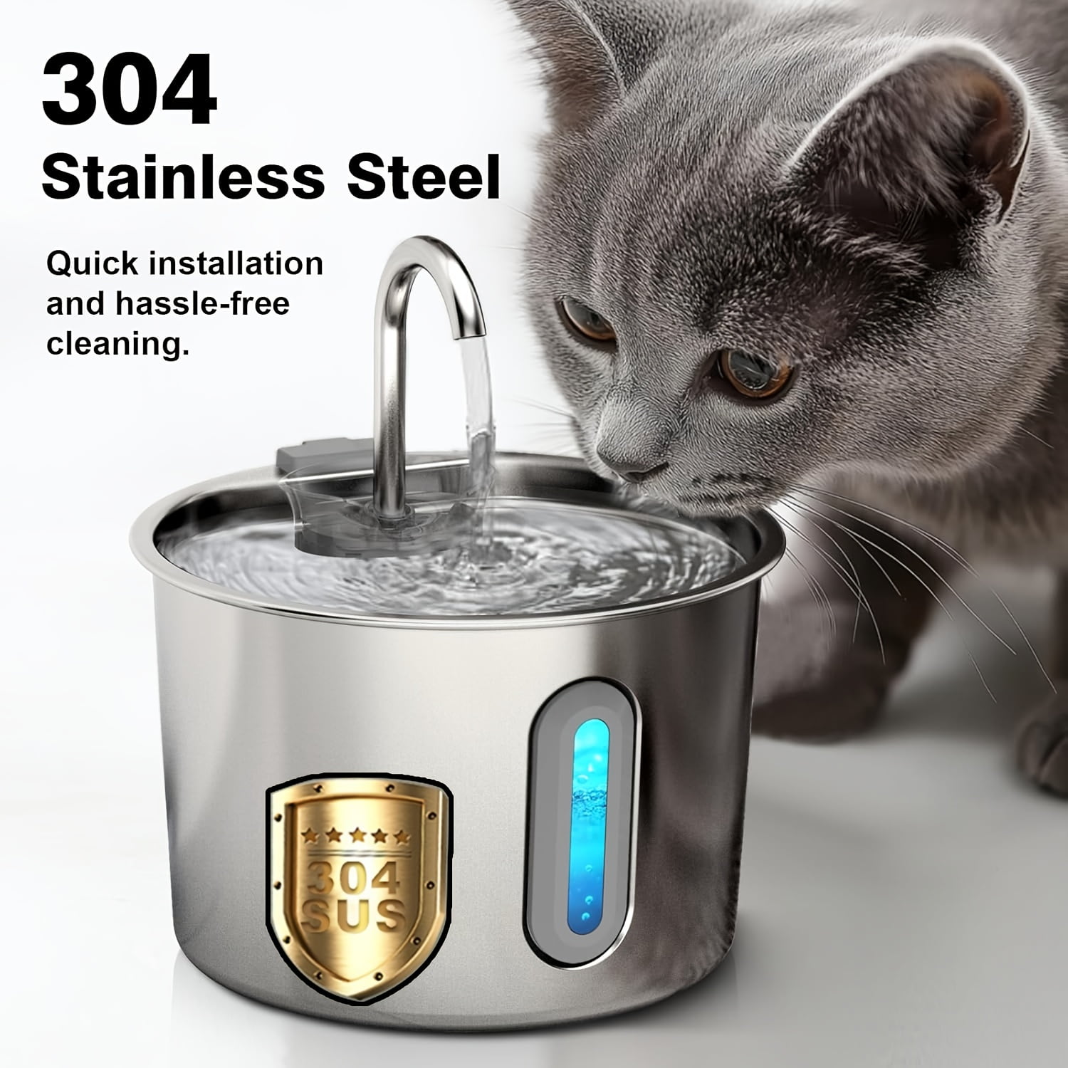 OPETH Cat Water Fountain, 74oz Stainless Steel Water Fountain ...