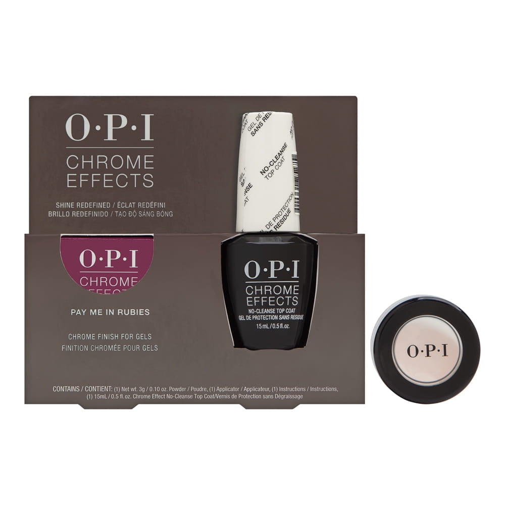 OPI Chrome Effects Duo 2 Piece Set Includes: 0.10oz Pay Me In Rubies ...