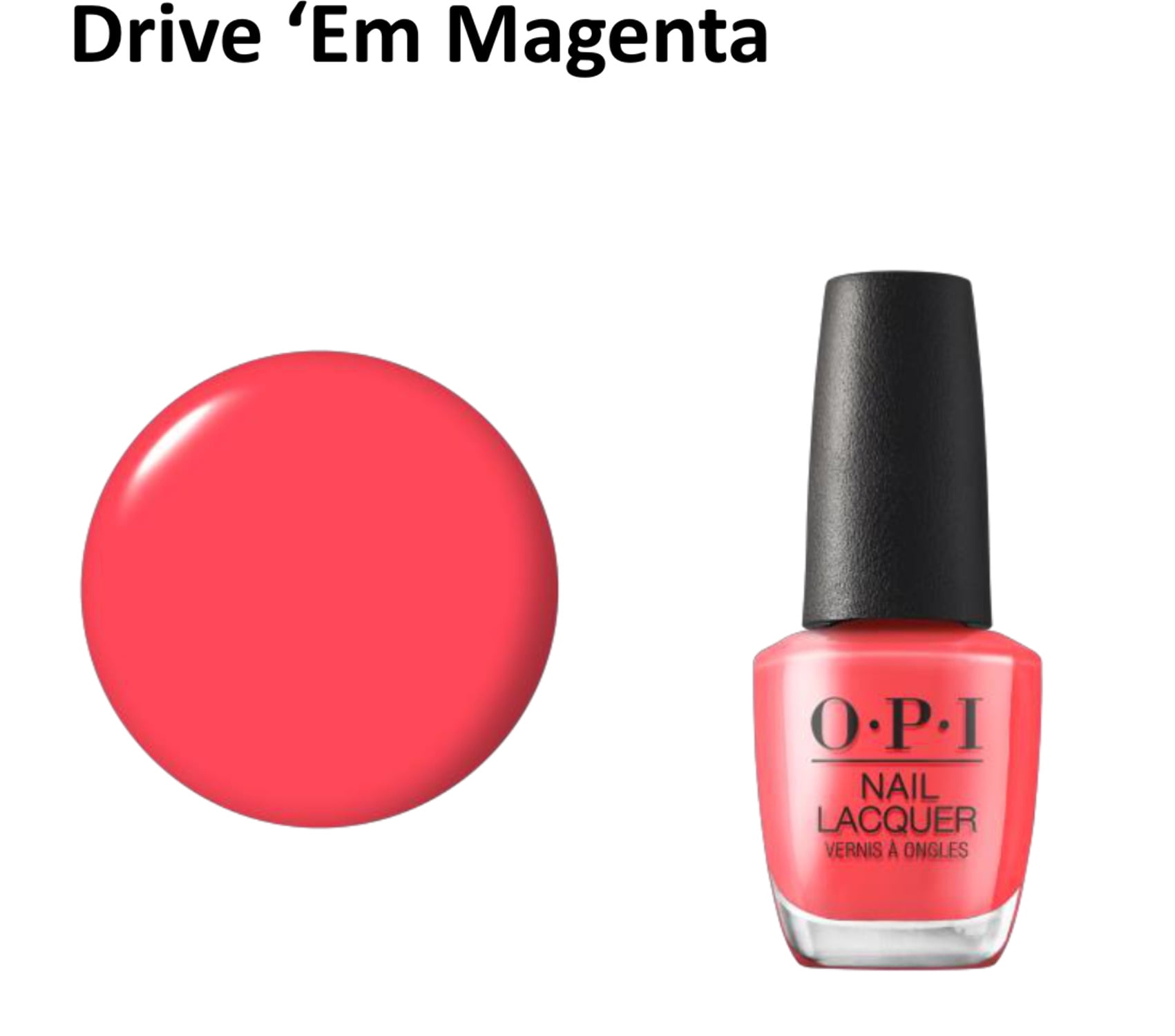 OPI Drive 'Em Magenta Nail Lacquer, Glossy Shine, 0.5 oz, Pro-Wide ...