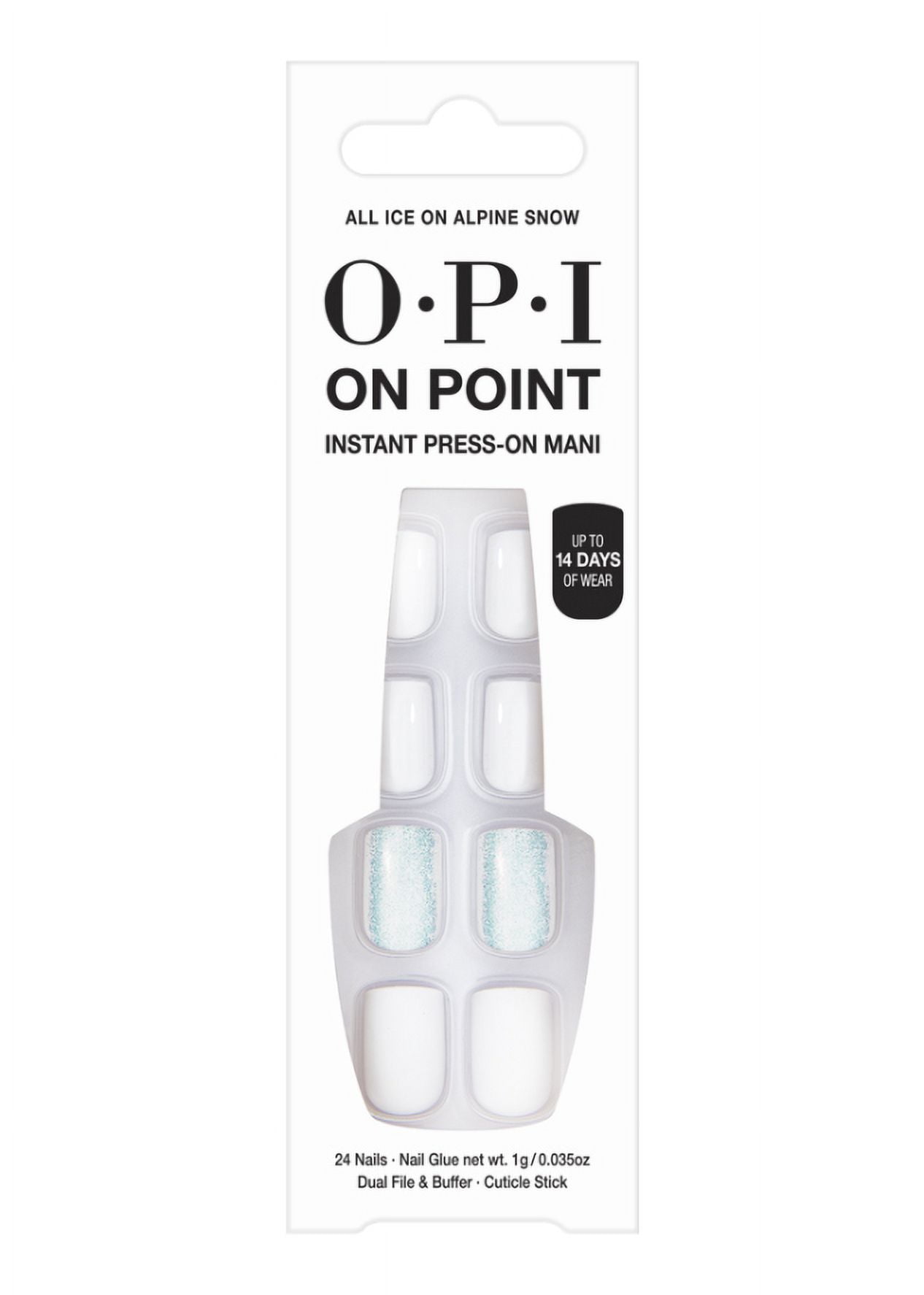 OPI Instant Press On Nails All Ice On Alpine Snow 24 Pieces Vegan ...