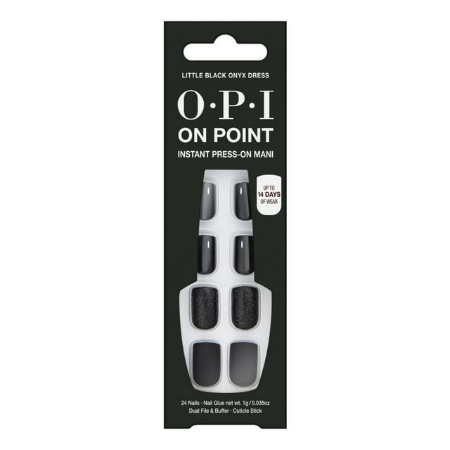 OPI On Point Instant Press On Nails, Little Black Onyx Dress, False ...
