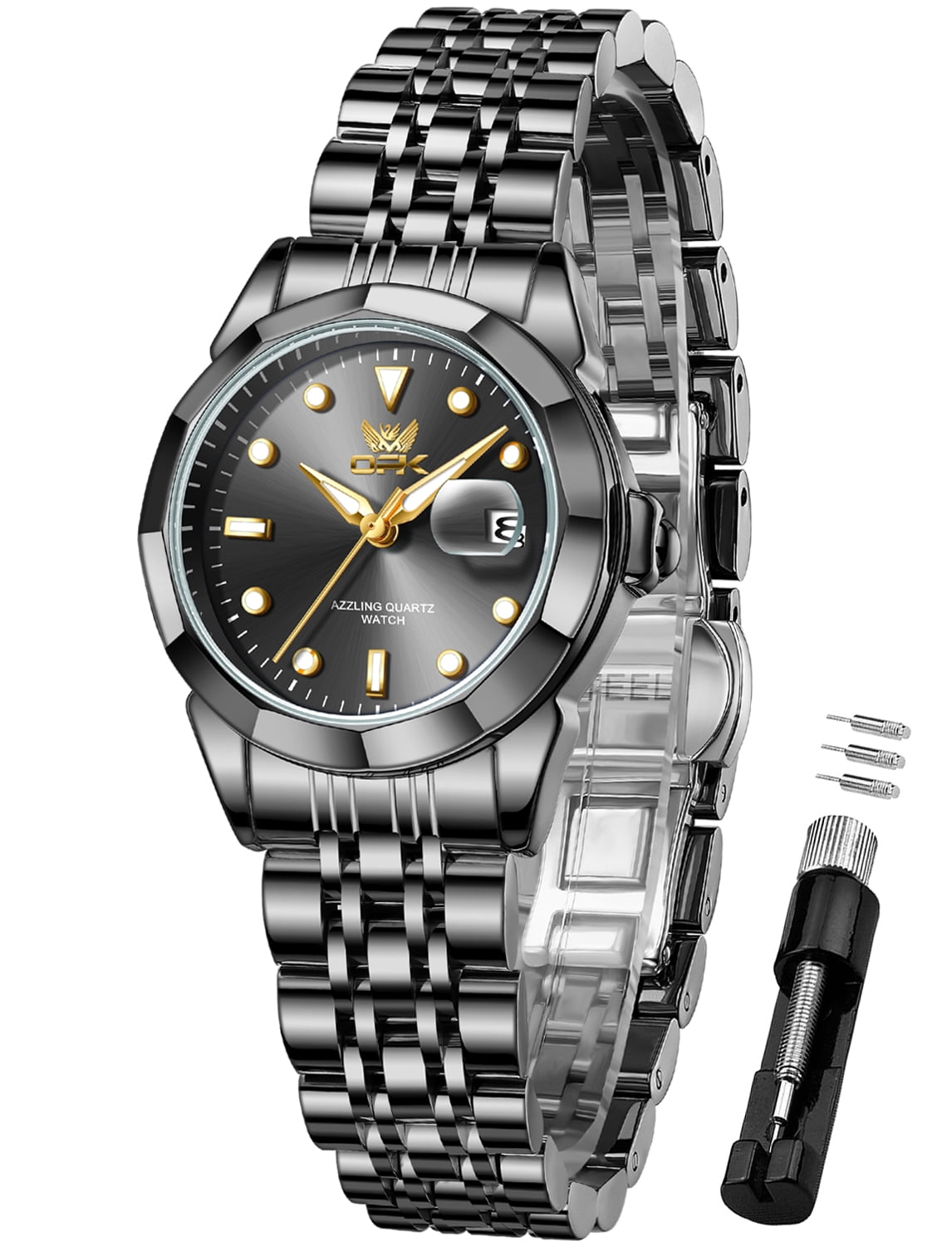 OPK Watches for Women Stainless Steel Fashion Dress Luxury Big Large ...