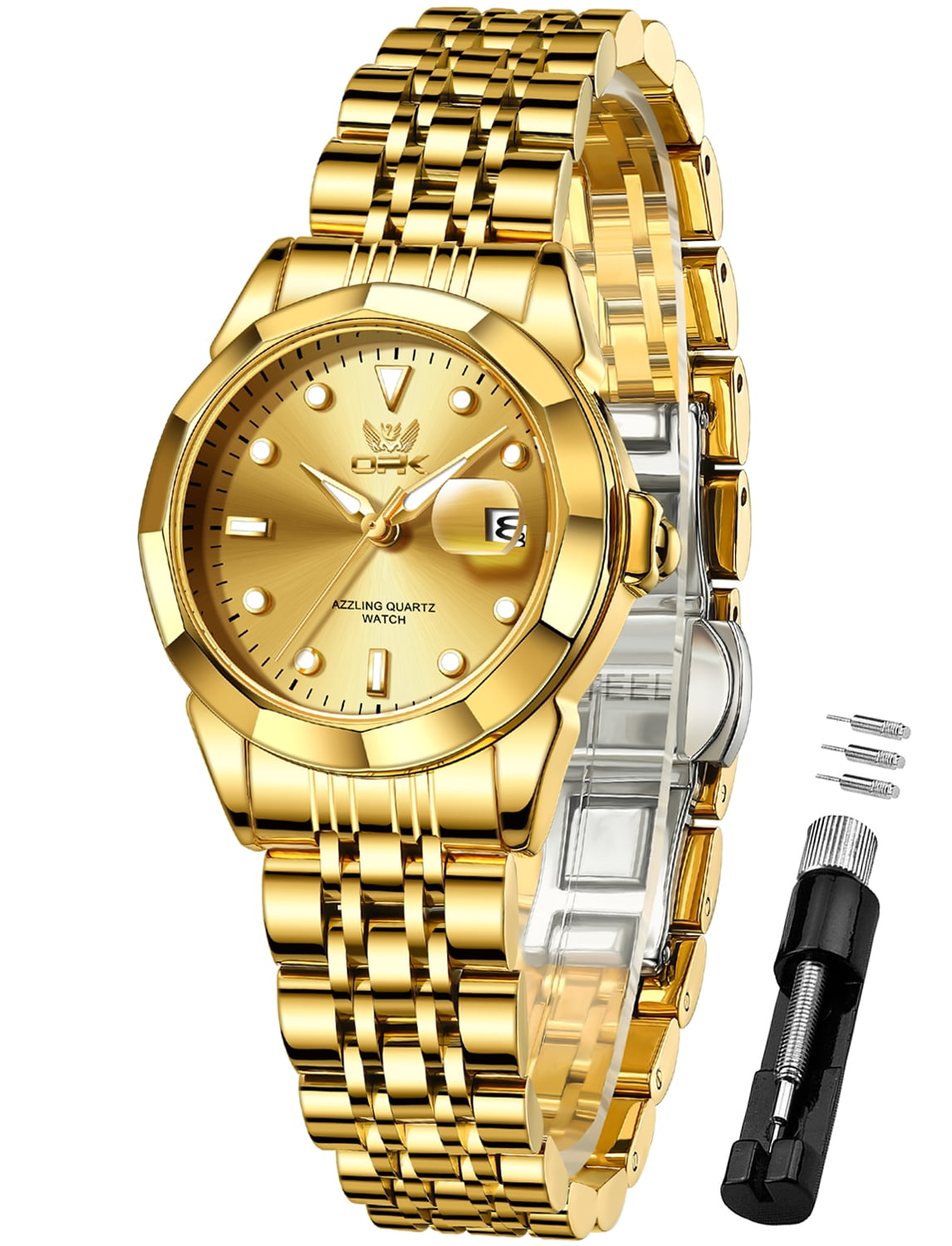 OPK Watches for Women Stainless Steel Fashion Dress Luxury Big Large ...