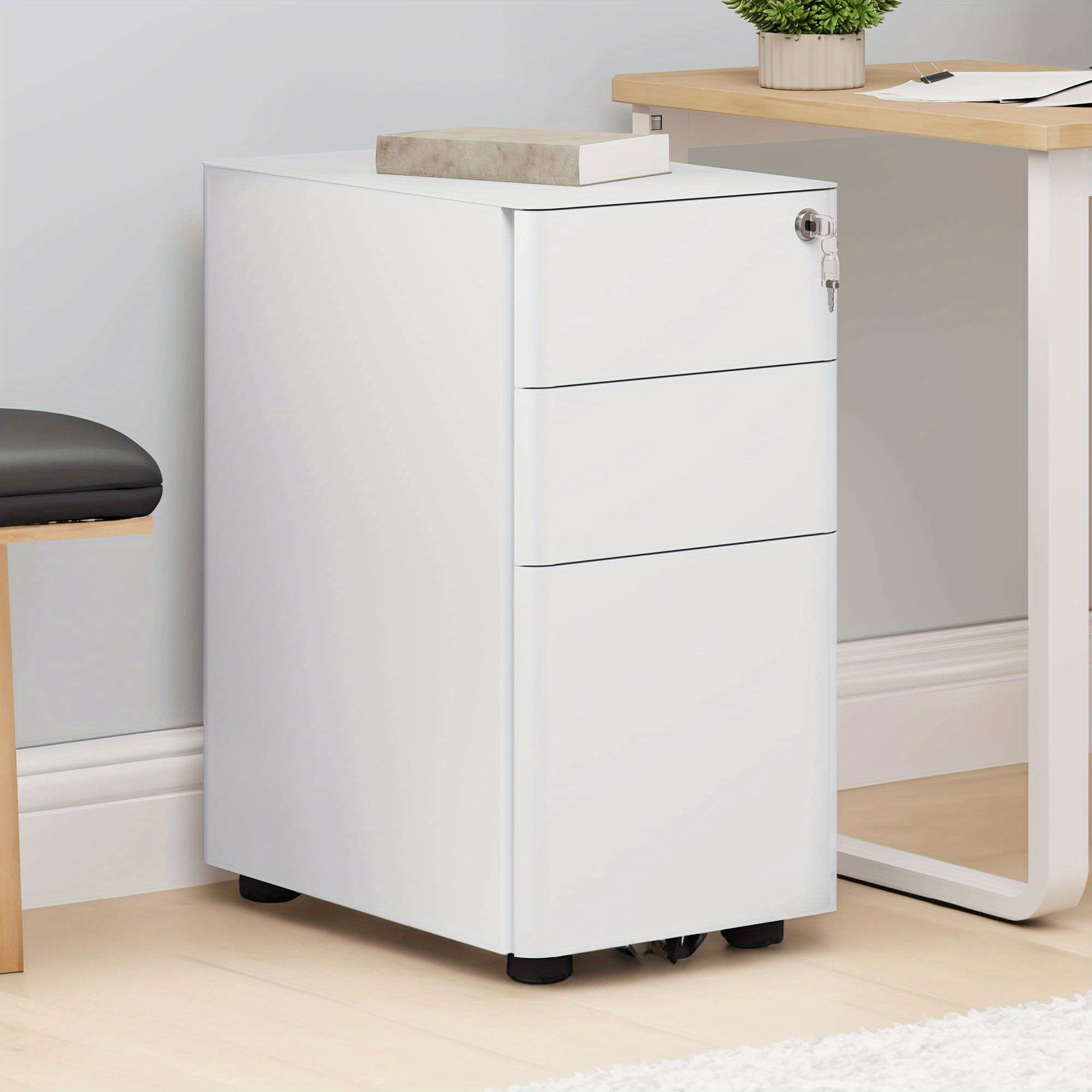 OPMGHDWES Metal Office Filing Cabinet, Compact Portable and Secure File ...