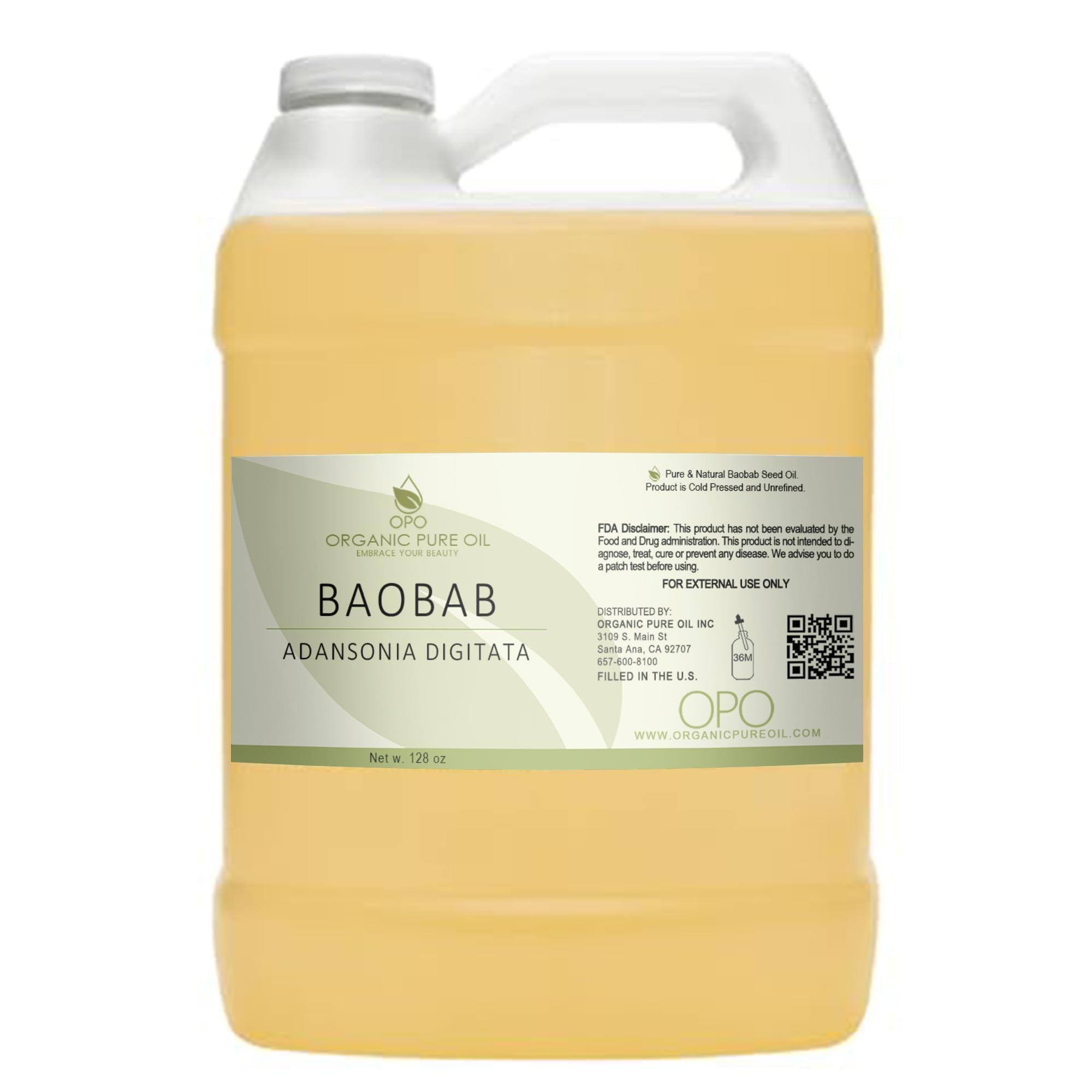 OPO Baobab Oil - IRF13 Pure, Cold Pressed, Unrefined, Vegan, Non GMO ...