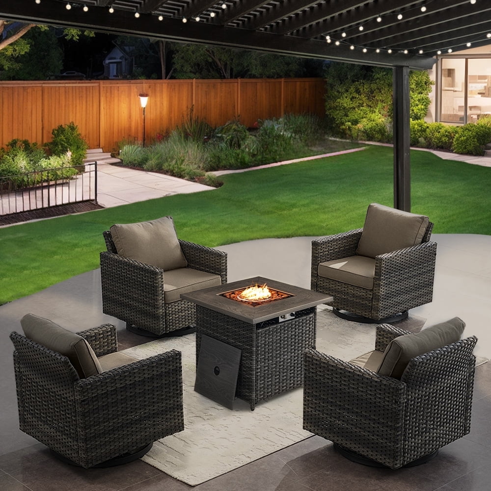 OPOHORO 5 Pieces Patio Furniture Set with 30" Propane Fire Pit Table ...