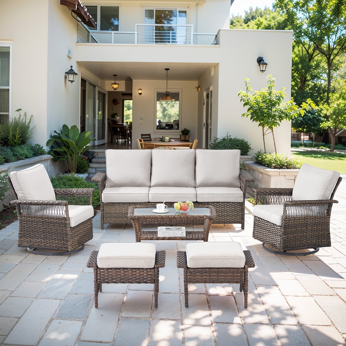 OPOHORO 6 Pieces Patio Furniture Set, Outdoor Conversation Set with ...