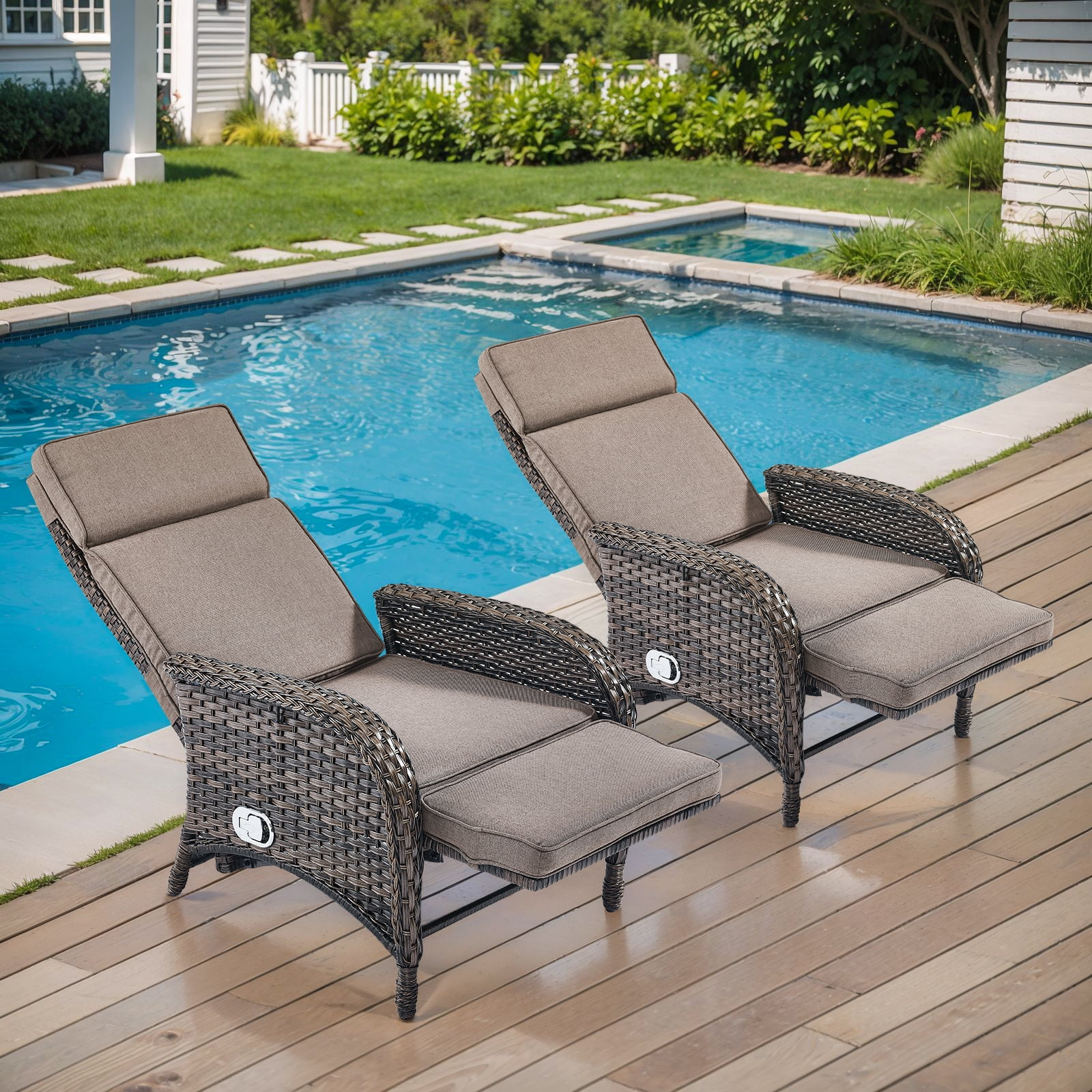 OPOHORO Outdoor Recliner Chairs Set of 2, Adjustable Reclining Patio ...