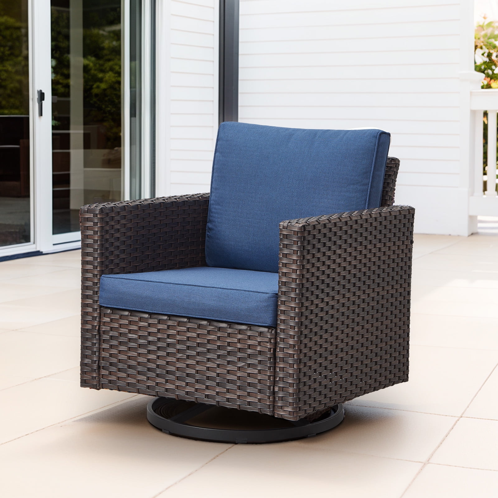 OPOHORO Swivel Patio Chair - 360° Swivel Rocking Patio Chair with All ...