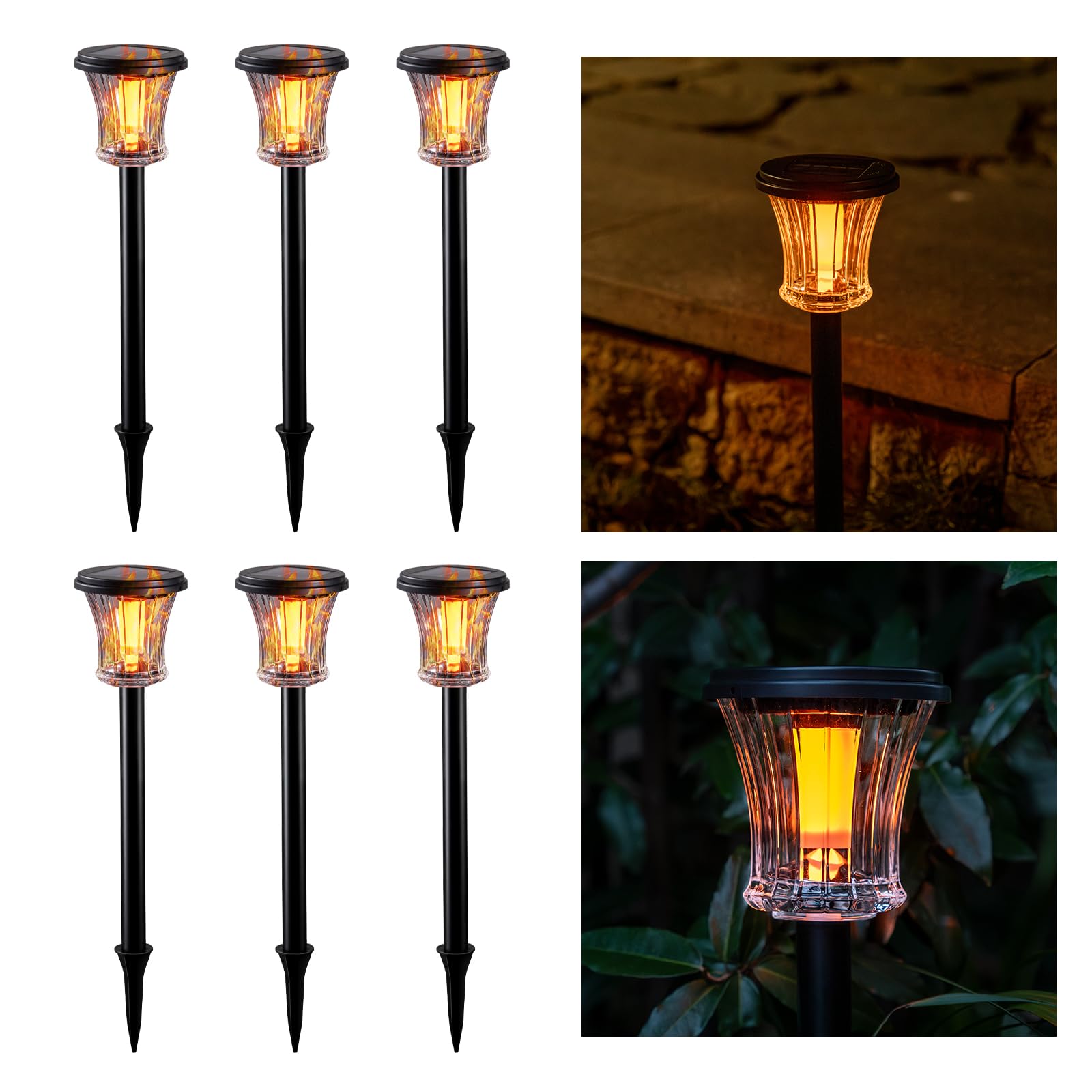 OPOIRA Glass Solar Torch Lights Outdoor Waterproof, Flickering Torches ...